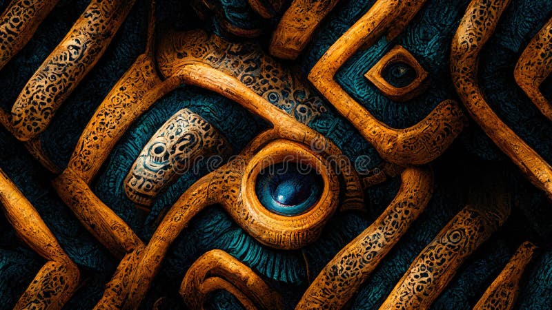 Abstract Aztec Ancient 3D Seamless Pattern. Generative AI Stock ...