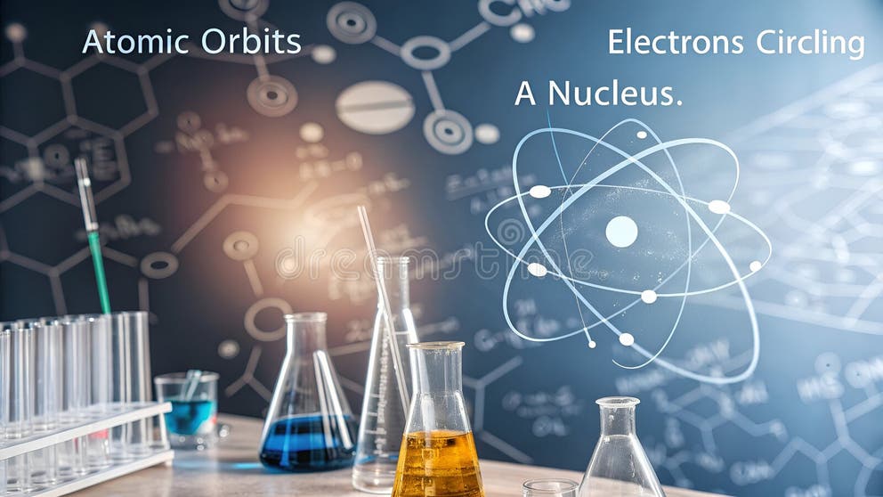 Generative AI Abstract Background with Atomic Orbits and Electro Energy ...