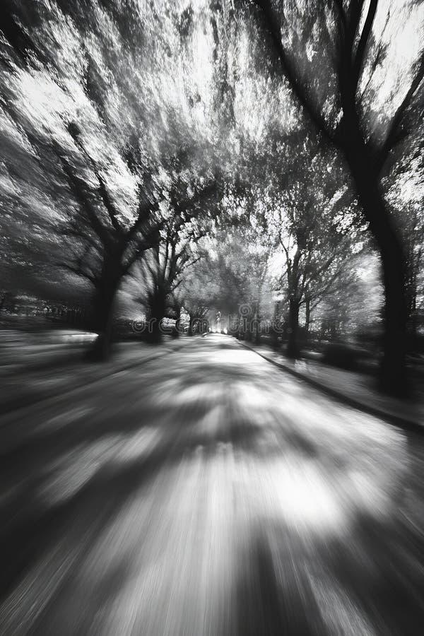 Generative AI Abstract Black and White Motion in Blurred Tree Canopy ...