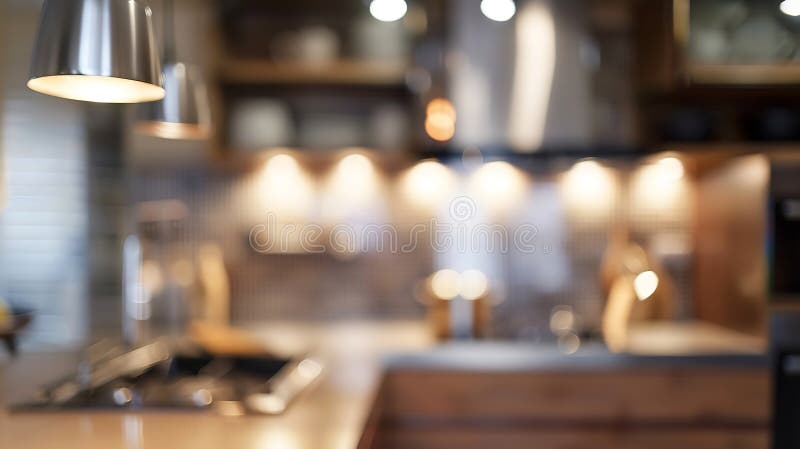Generative AI Abstract Blurred Modern Kitchen Background Business ...