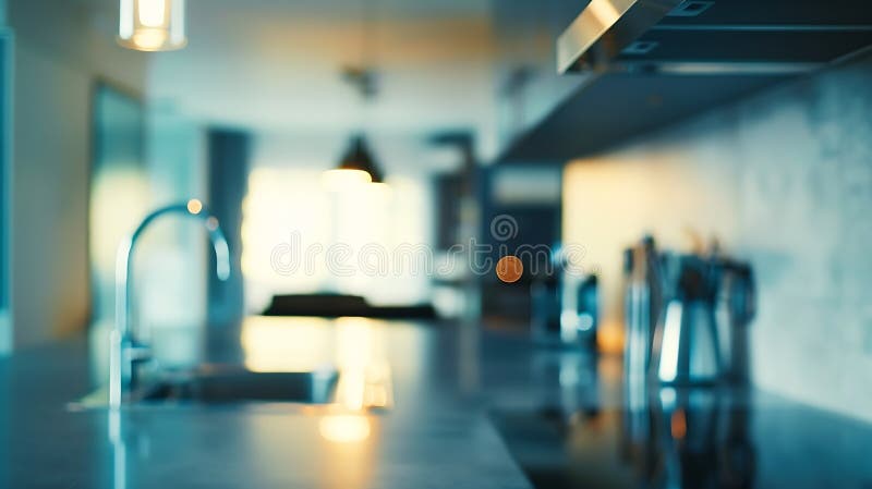 Generative AI Abstract Blurred Modern Kitchen Background Business ...