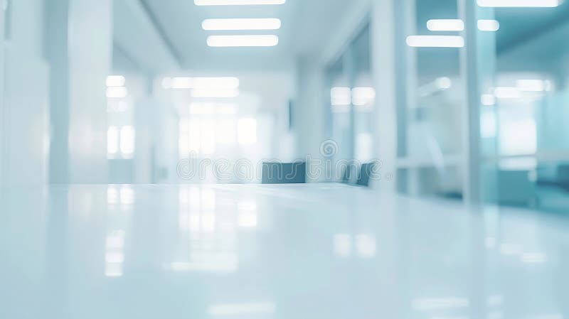 Generative AI Abstract Blurred Modern Workspace Background White Indoor ...