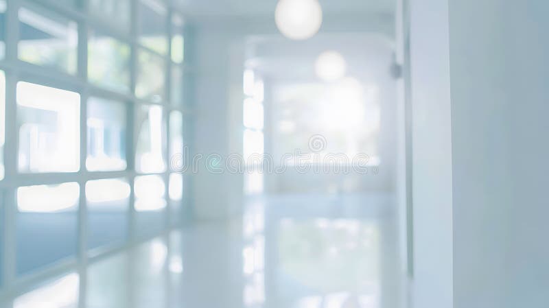 Generative AI Abstract Blurred Modern Workspace Background White Indoor ...