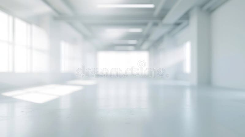 Generative AI Abstract Blurred Modern Workspace Hall Background White ...