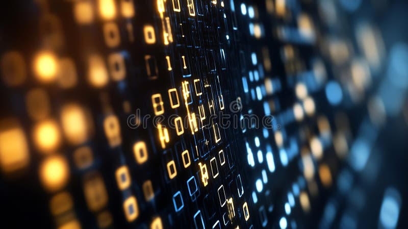 Generative AI Abstract Digital Background Featuring Glowing Binary ...