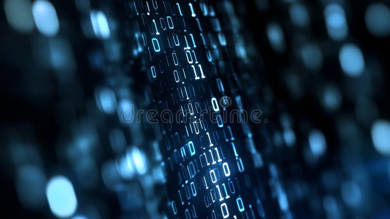 Generative AI Abstract Digital Binary Code Background Representing Data Flow and Technology ...