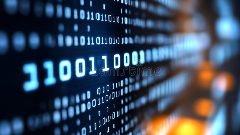Generative AI Abstract Digital Binary Code Illustrating the Concept of Information Technology ...