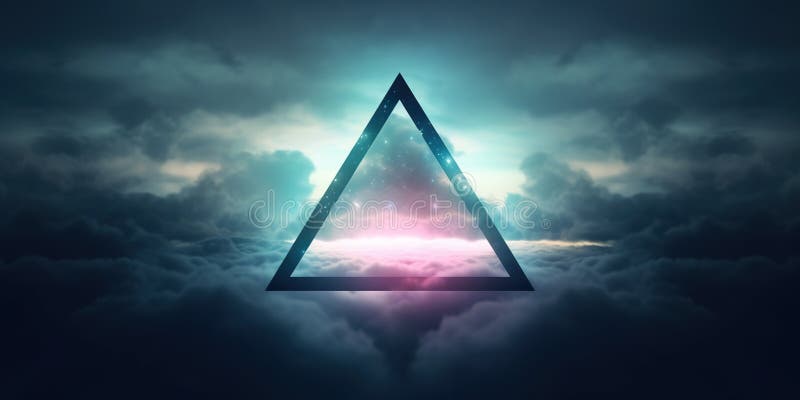 Generative AI, Abstract Geometric Background, Clouds, Sea and Glowing ...