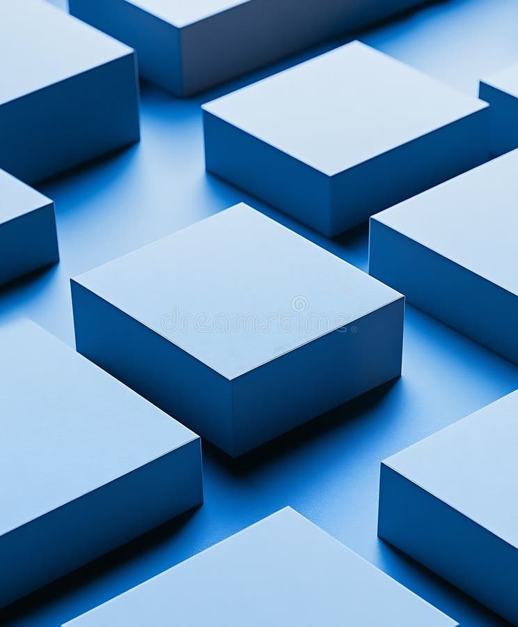 Generative AI Abstract Geometric Layout of Blue Blocks Creating Modern ...