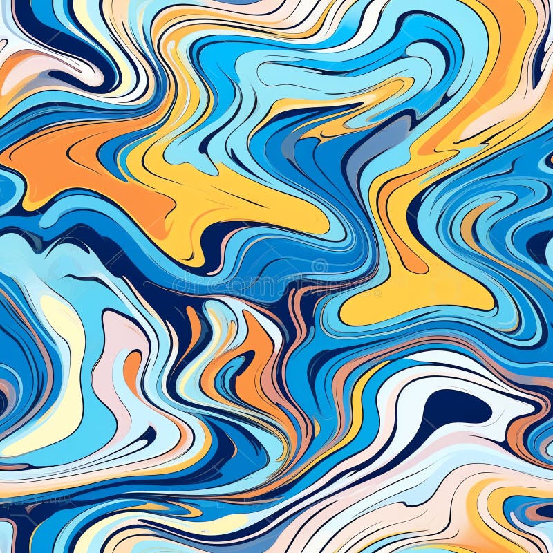 Generative AI Abstract Hand Drawing Liquid- Stock Illustration ...