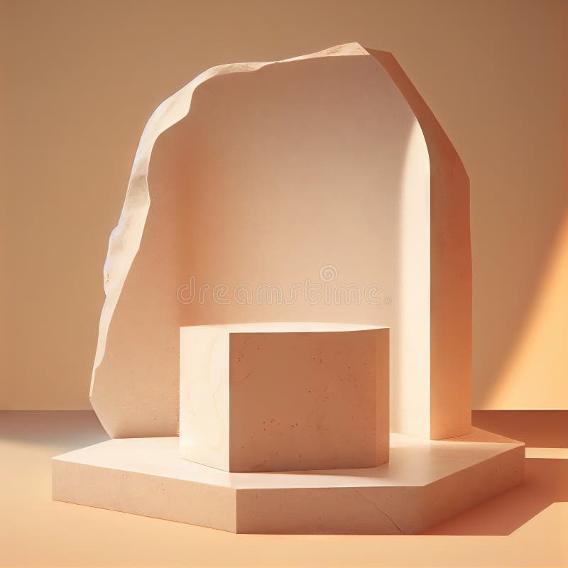 Generative AI, Abstract Minimal Background, Geometric Forms, Podium for ...