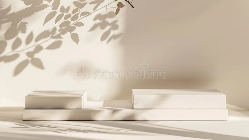 Generative AI Abstract Minimal Nature Scene Empty Stage with Two White ...