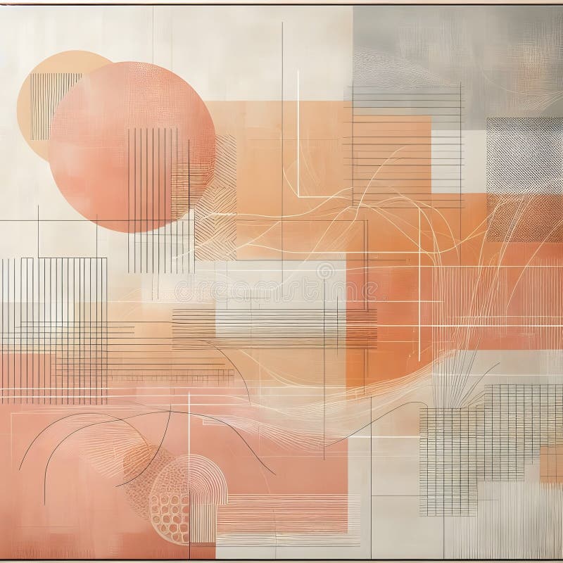 Generative AI Abstract Peach Colored Art Stock Illustration ...
