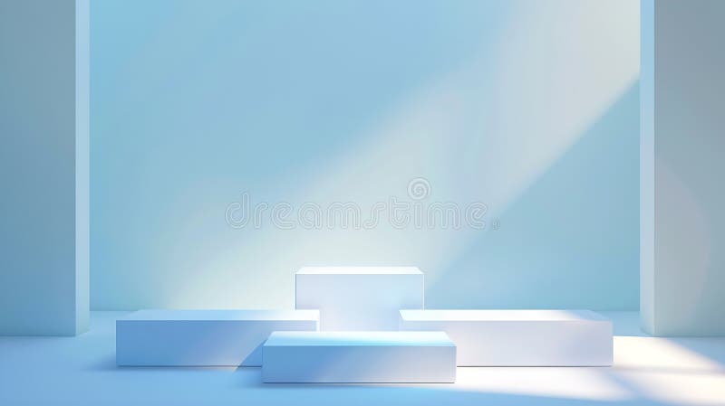 Generative AI Abstract Surreal Scene Empty Stage with Three Rectangle ...