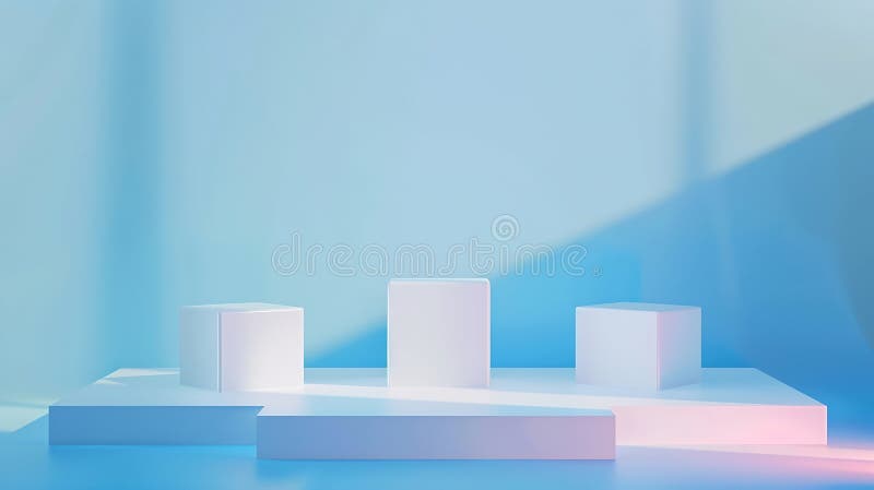 Generative AI Abstract Surreal Scene Empty Stage with Three Rectangle ...