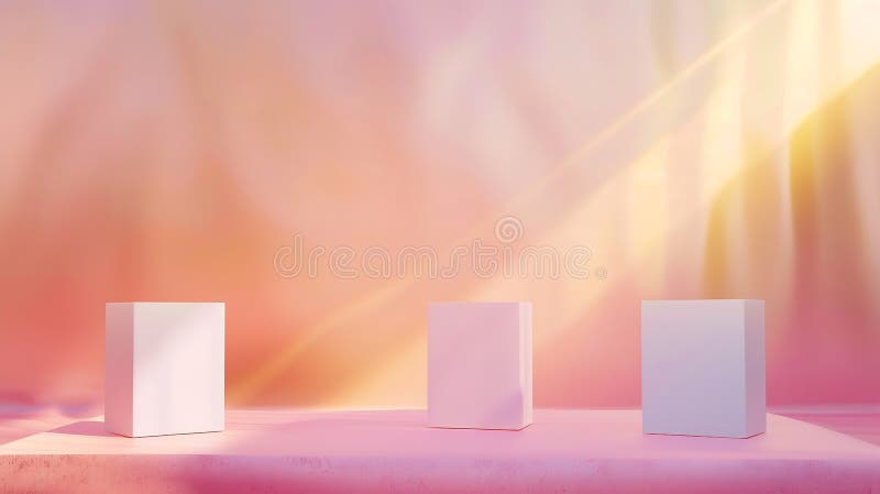 Generative AI Abstract Surreal Scene Empty Stage with Three Rectangle ...