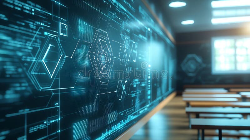 Generative AI Abstract Virtual Technology Sketch with Hexagon Grid on ...