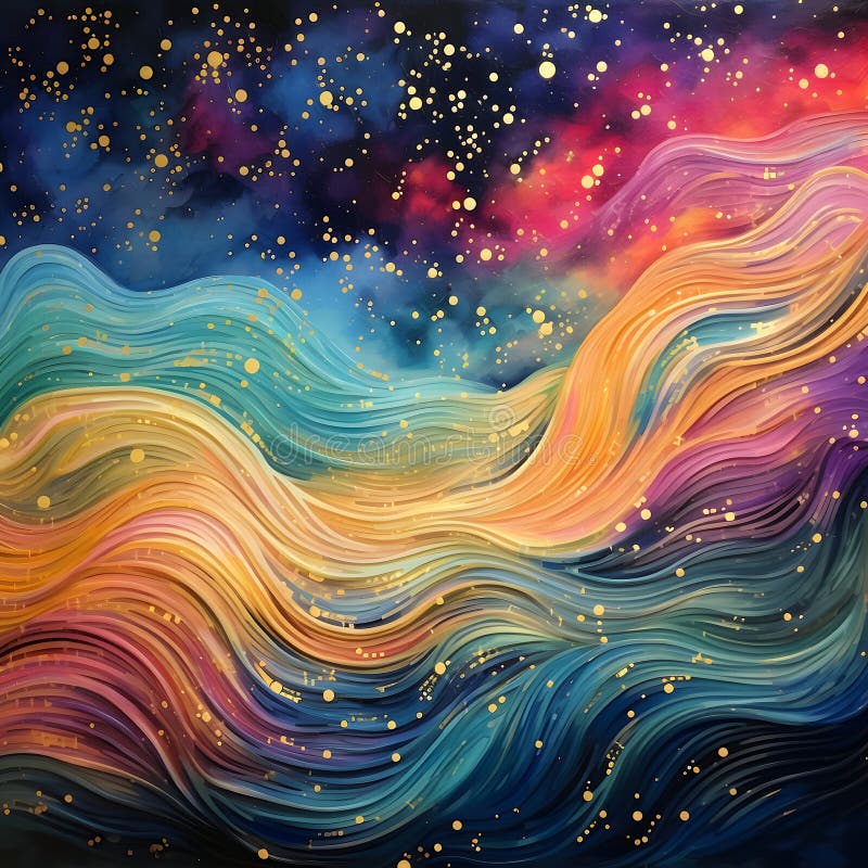 Illustration of Abstract Wave Shading Lines with Stars and Colorful ...