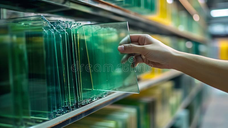 Generative AI Architect Hand Choosing and Picking Green Lacquered Glass ...