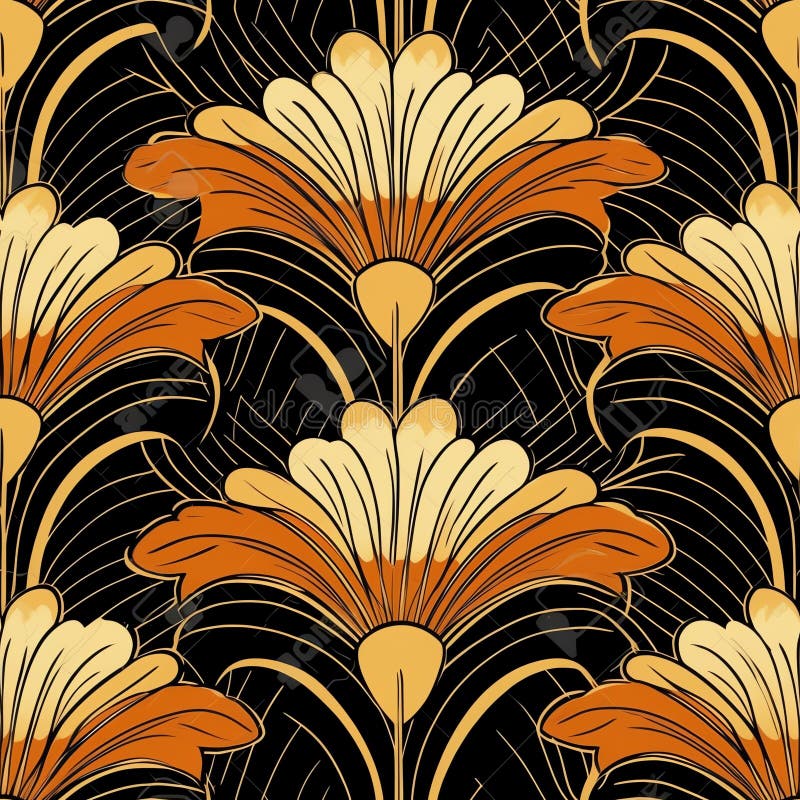 Generative AI Art Deco Seamless Pattern- Stock Illustration ...