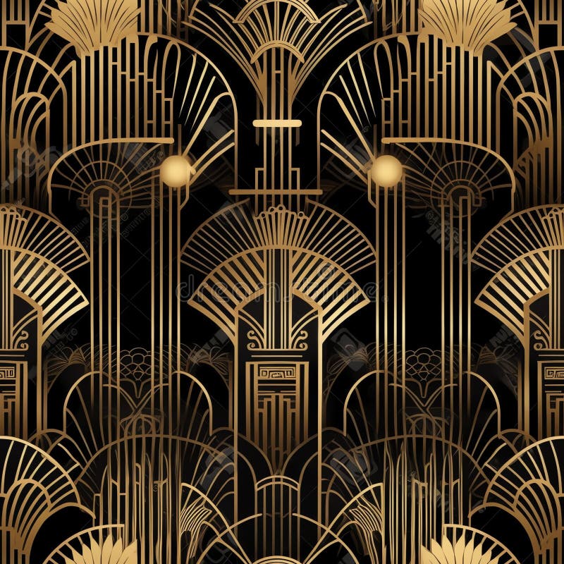 Generative AI Art Deco Seamless Pattern- Stock Illustration ...