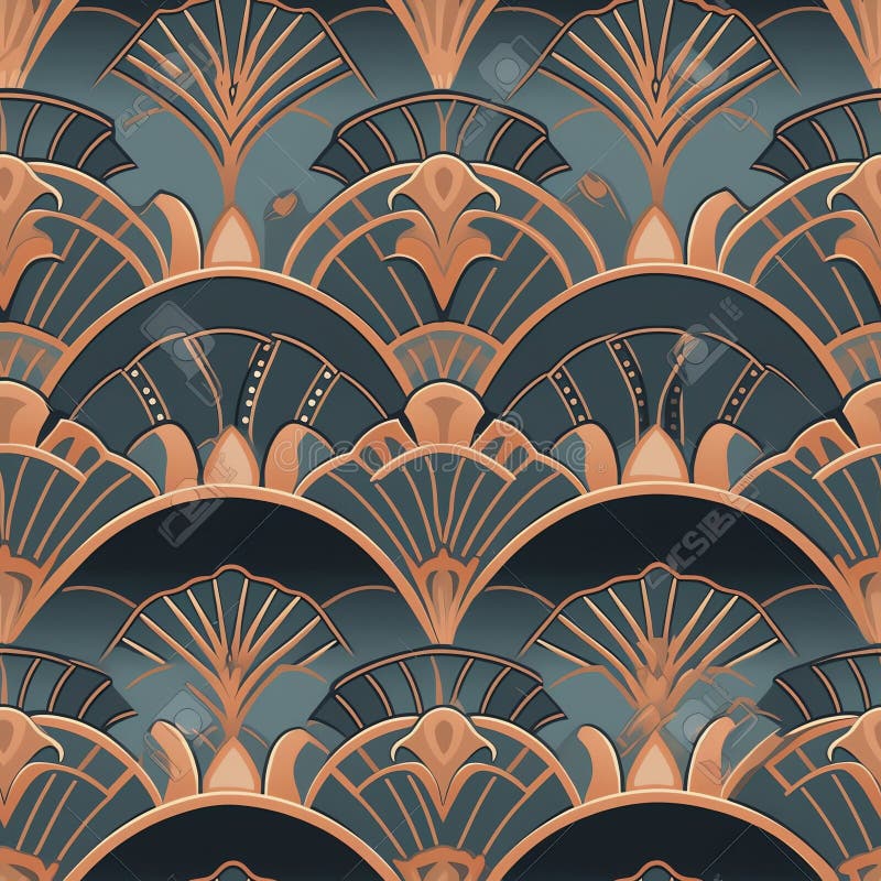 Generative AI Art Deco Seamless Pattern- Stock Illustration ...