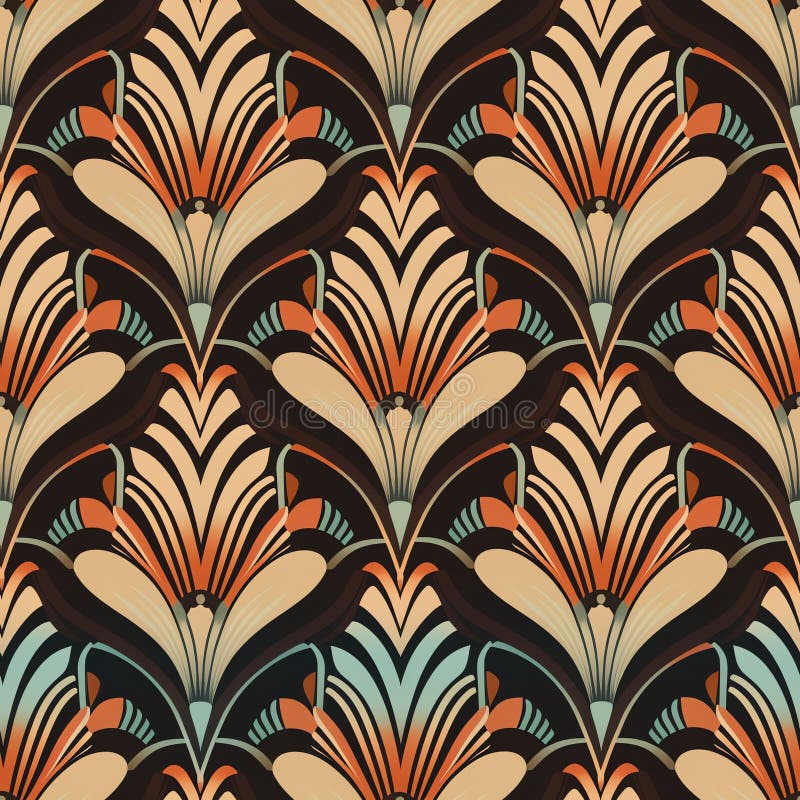 Generative AI Art Deco Seamless Pattern- Stock Illustration ...