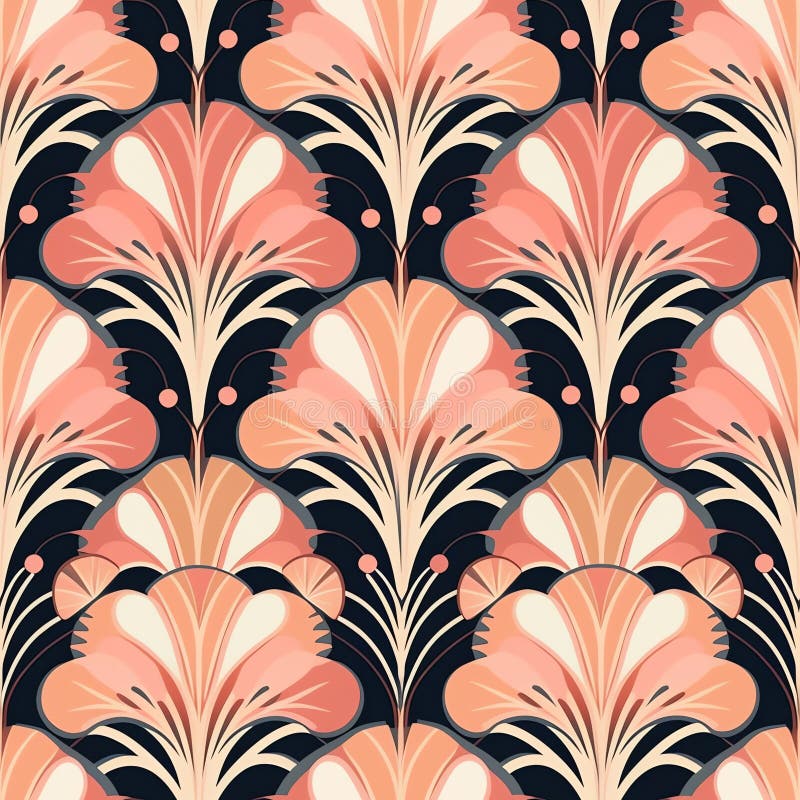 Generative AI Art Deco Seamless Pattern- Stock Illustration ...