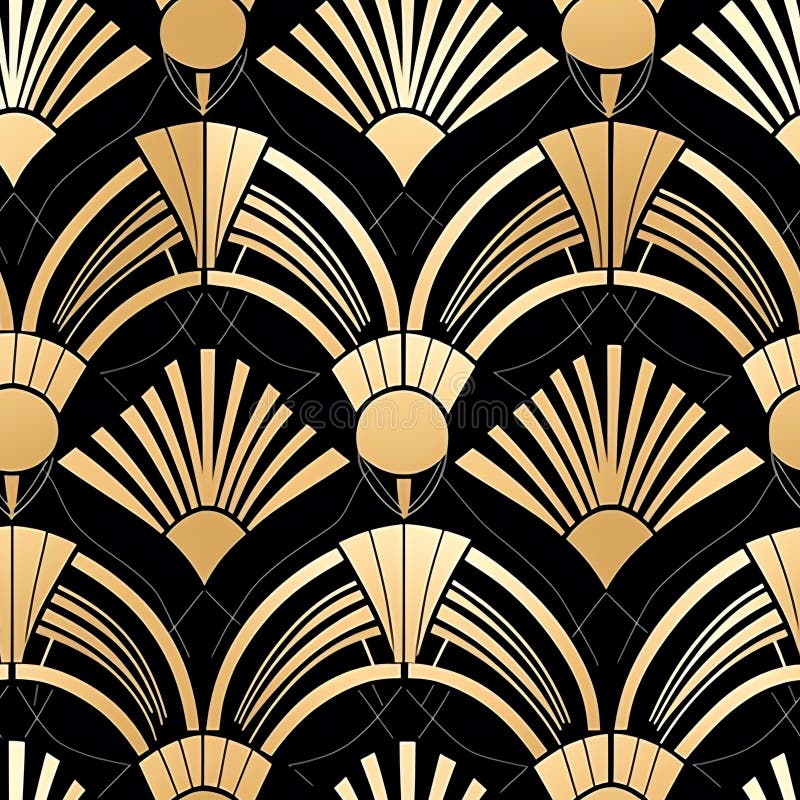 Generative AI Art Deco Seamless Pattern- Stock Illustration ...