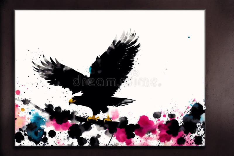 Illustration of an Eagle on Abstract Watercolor Background. Watercolor ...
