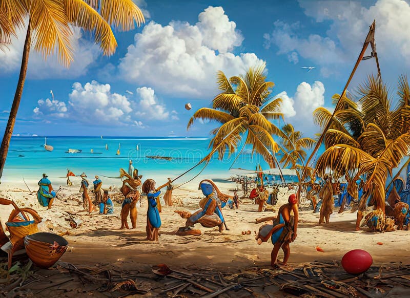 Easter Holiday Scene in Tarawa,,Kiribati. Stock Illustration ... Easter Holiday Scene in Tarawa,,Kiribati. Stock Illustration ...