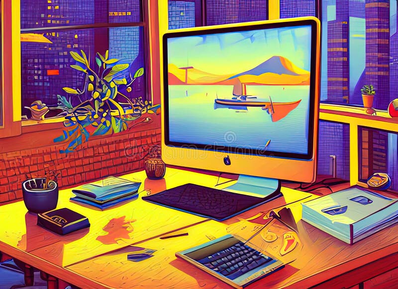 Web Designer Job Fictional Work Environment. Generative AI. Stock ...