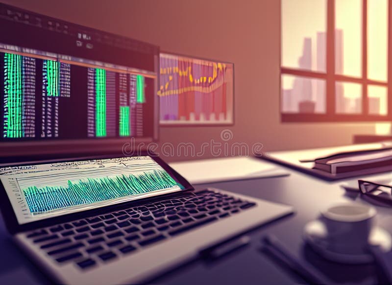 Financial Quantitative Analysts Fictional Work Enviroment Scene. Stock ...