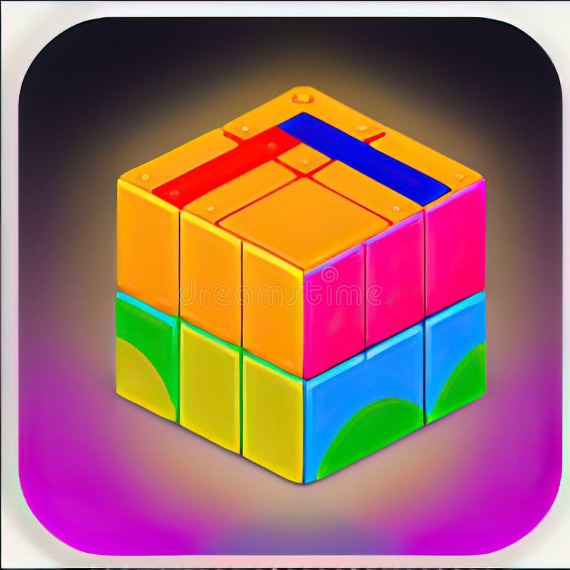Block Puzzle Software App Style Icon. Generative AI. Stock Illustration ...
