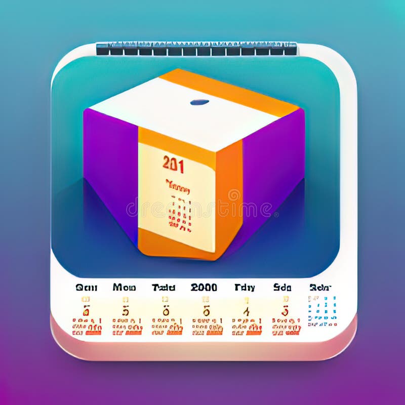 Calendar Software App Style Icon. Generative AI. Stock Illustration ...