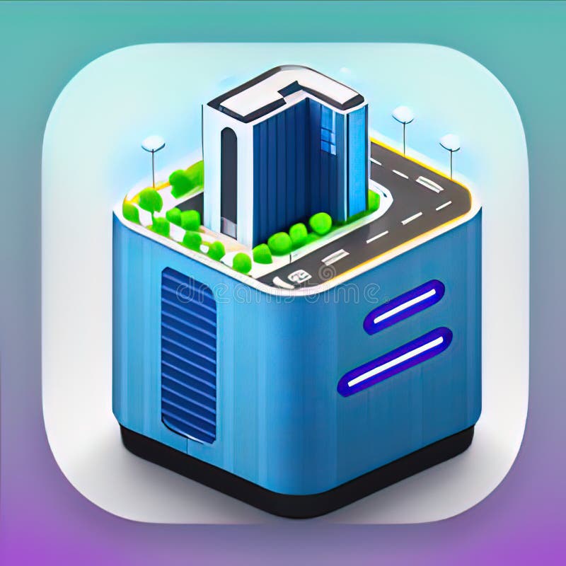 City-Building Software App Style Icon. Generative AI. Stock ...