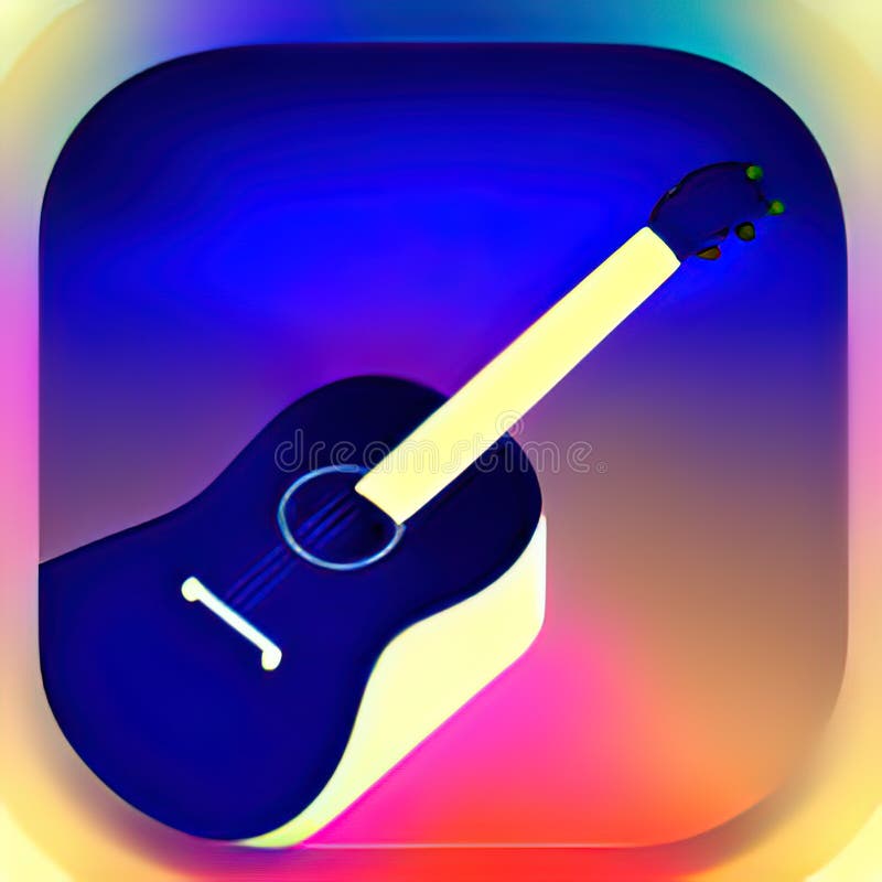 Guitar Software App Style Icon. Generative AI. Stock Illustration ...