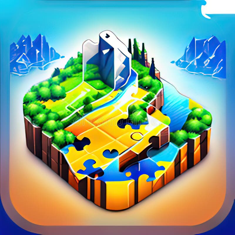Puzzle-Adventure Software App Style Icon. Generative AI. Stock ...