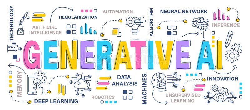 Generative AI . Artificial Intelligence Concept . Word with Outline ...