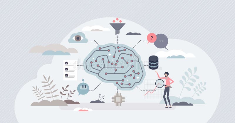 AI Recognition Algorithm and Smart Object Identification Tiny Person Concept Stock Vector ...