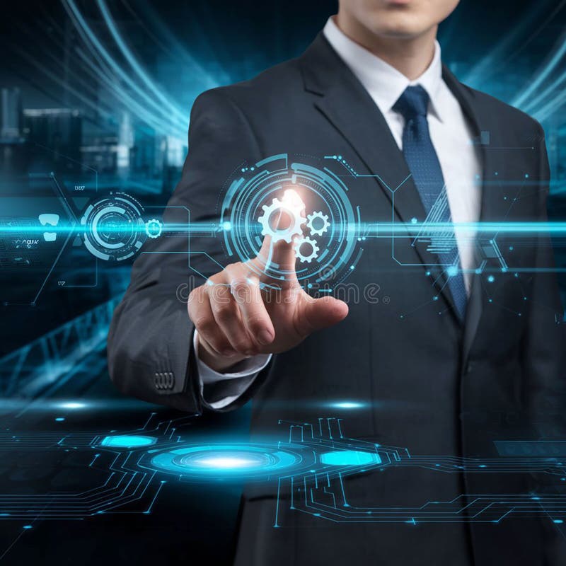 Generative AI Artificial Intelligence Man Touching AI Icon on ...