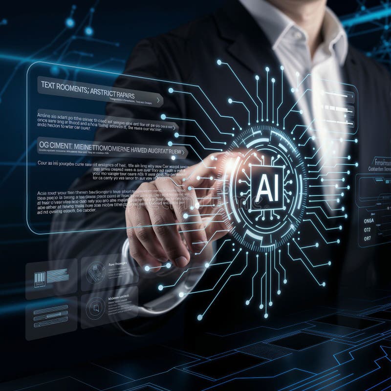 Generative AI Artificial Intelligence Man Touching AI Icon on ...