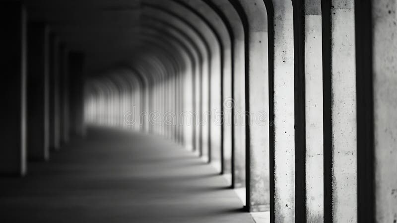 Generative AI Artistic Black and White Image of Rhythmic Columns ...