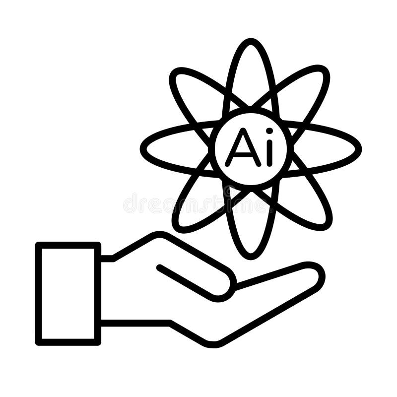 Generative AI atom icon stock illustration. Illustration of icon ...