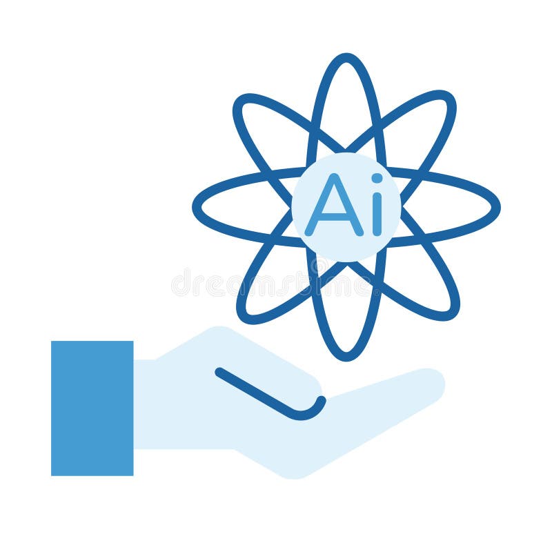Generative AI atom icon stock vector. Illustration of future - 362065407