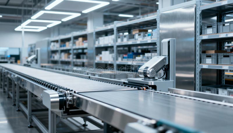 Generative AI Automated Conveyor Belt System in a Modern Factory for ...