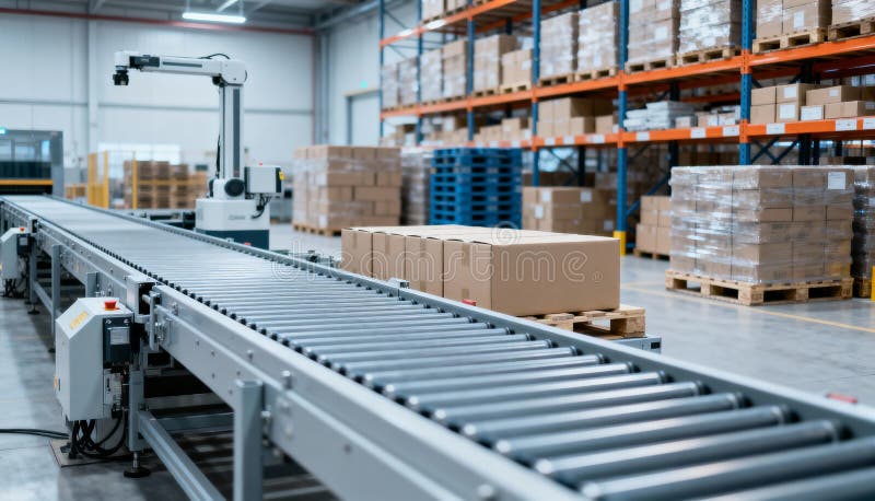 Generative AI Automated Distribution Center Conveyor Belt System for Efficient Package Handling ...