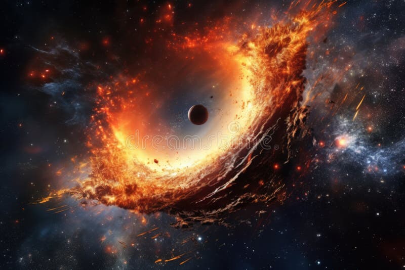 Generative AI. Back Hole in Space with Exploding Star in the Middle ...