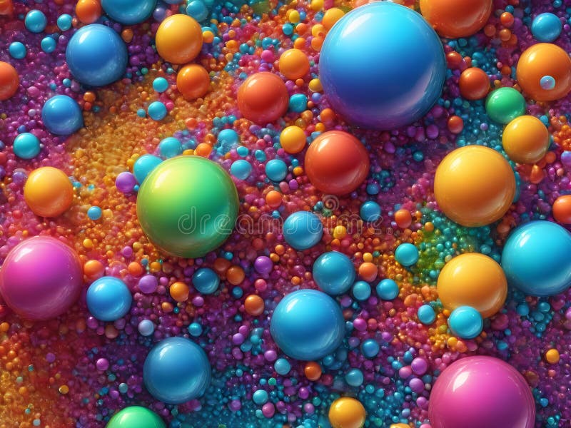 Background Multi-colored Rainbow Balls and Bubbles Stock Illustration ...