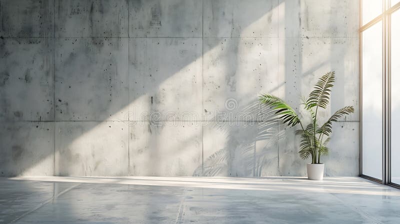 Generative AI Background White Wall Cement Studio with Lightblinds ...